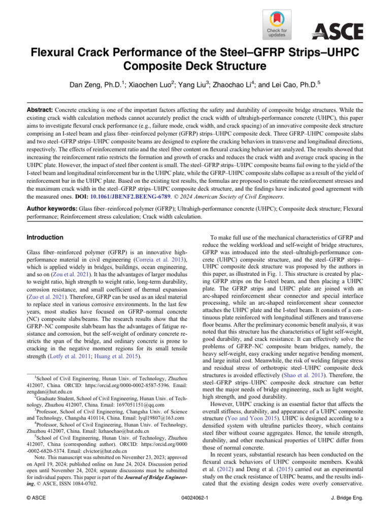 Flexural Crack Analysis in GFRP-UHPC Decks | PDF | Strength Of ...