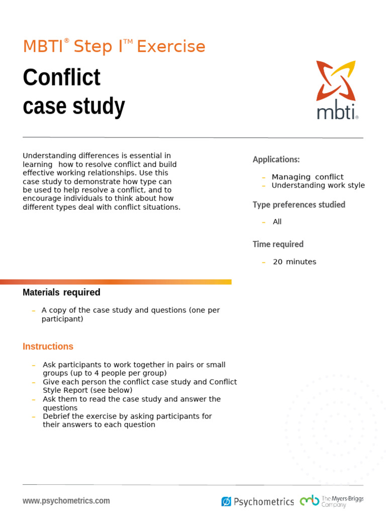 MBTI Conflict Resolution Case Study | PDF | Human Communication | Cognition