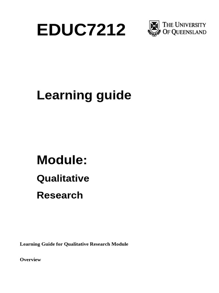 Qualitative Research Learning Guide | PDF | Qualitative Research ...