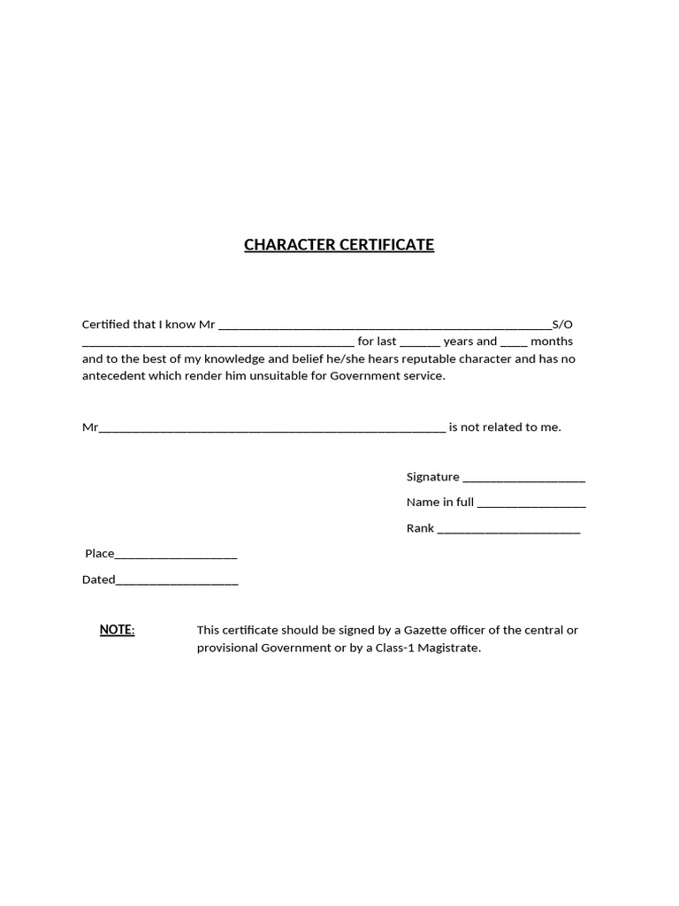 Character Certificate and Declarations Form | PDF | Monotheistic ...