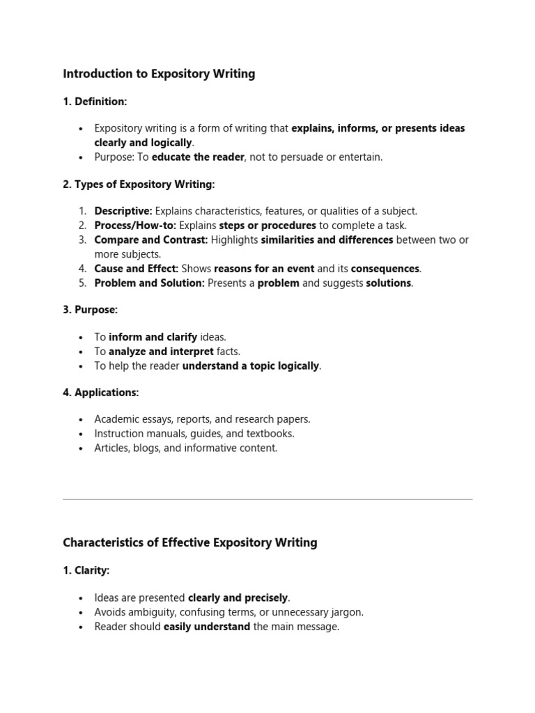 Expository Writing: Key Concepts and Techniques | PDF | Essays | Human ...
