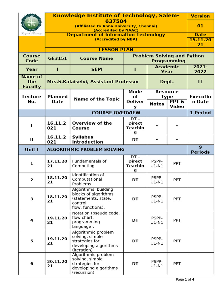 Python Programming Lesson Plan | PDF | Data Type | Theoretical Computer ...