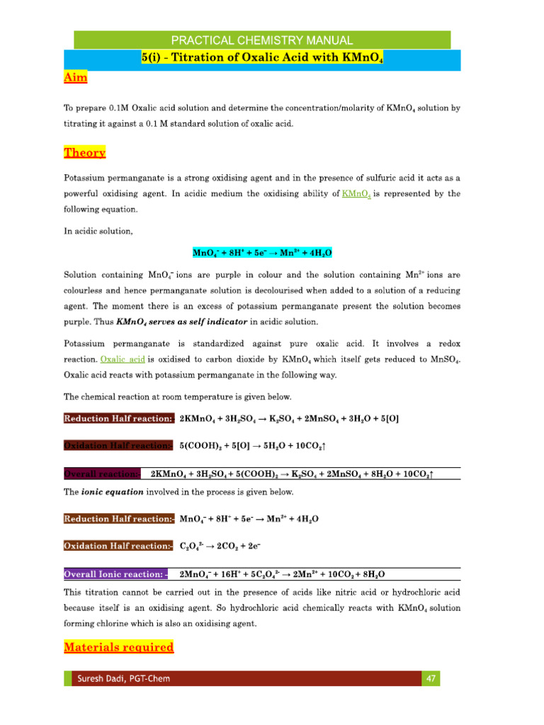 Experiment-3&4 Titrations of Kmno4 | PDF