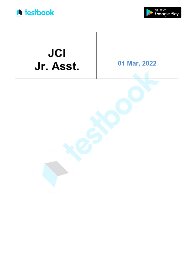 JCI Junior Assistant Official Paper (Held On - 01 Mar, 2022) | PDF