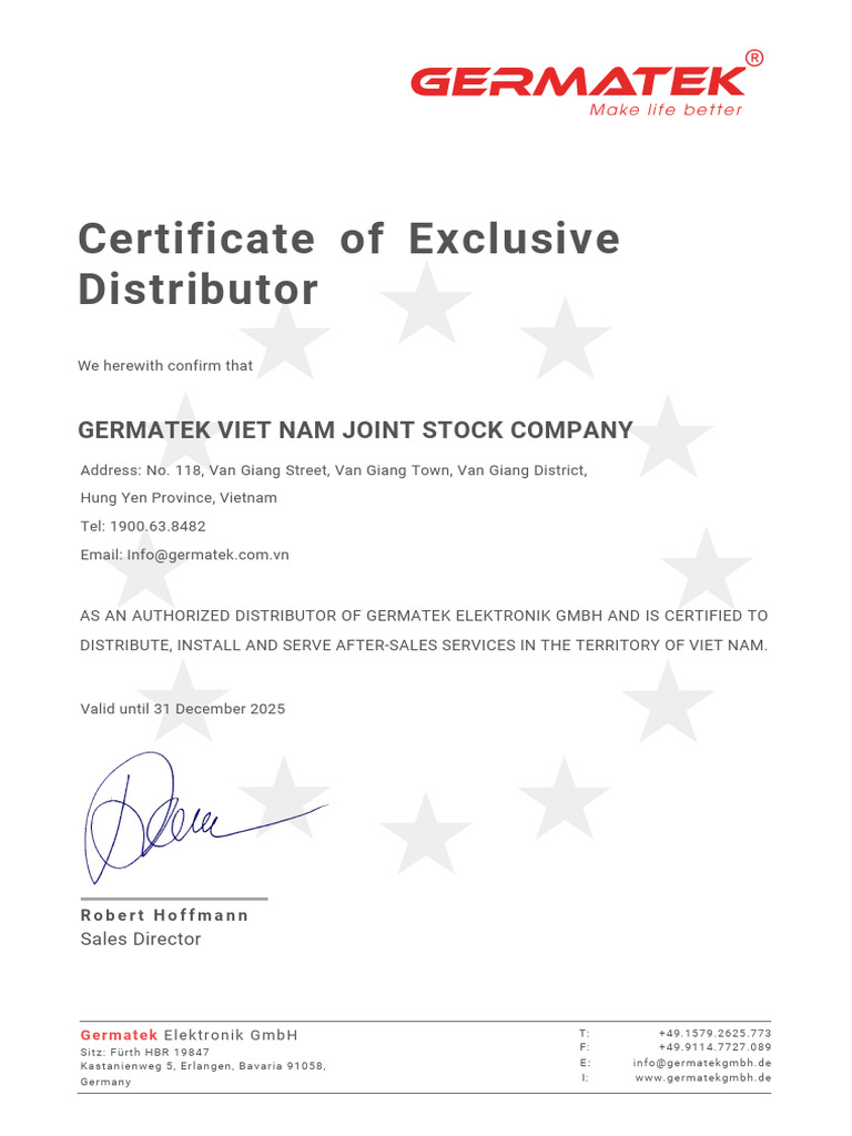 Certificate of Exclusive Distributor (1) | PDF