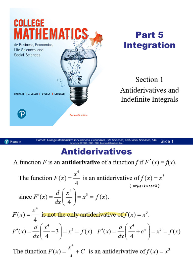 Antiderivatives and Indefinite Integrals | PDF | Mathematical Concepts ...