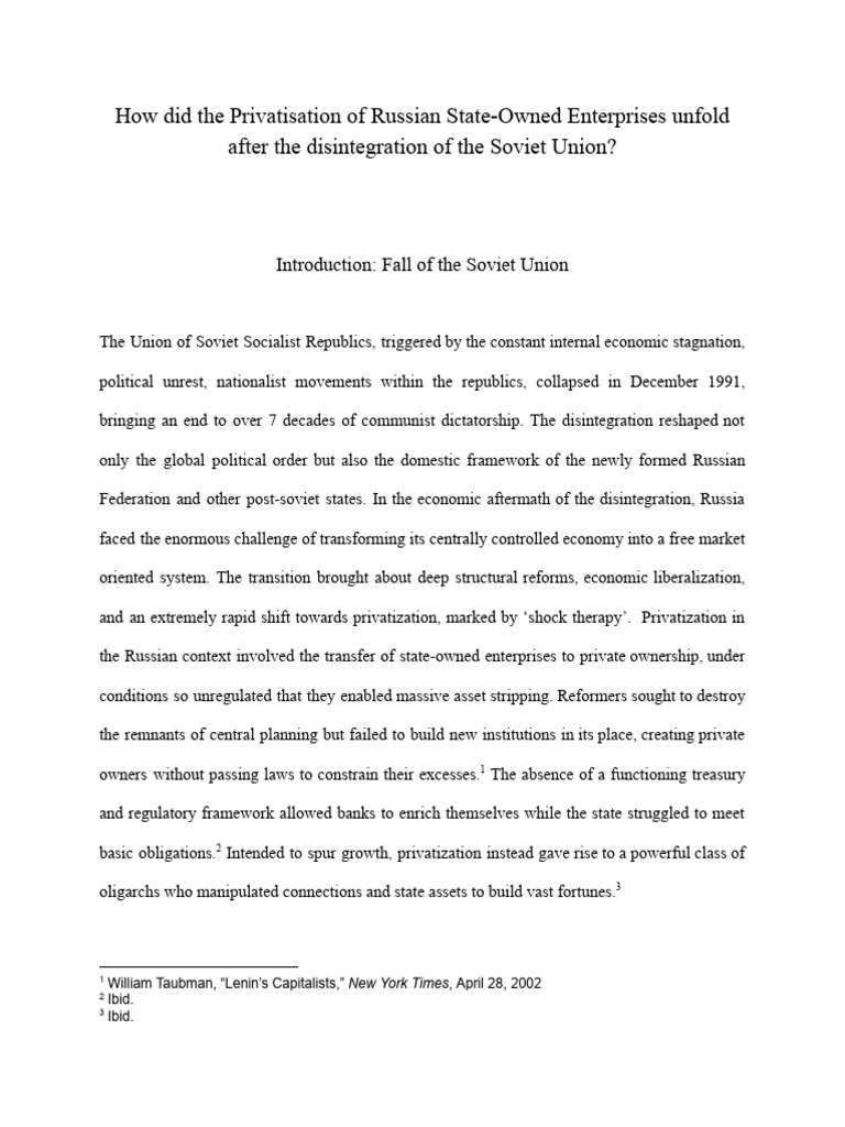 Collapse of the Soviet Economy | PDF | Privatization | Soviet Union