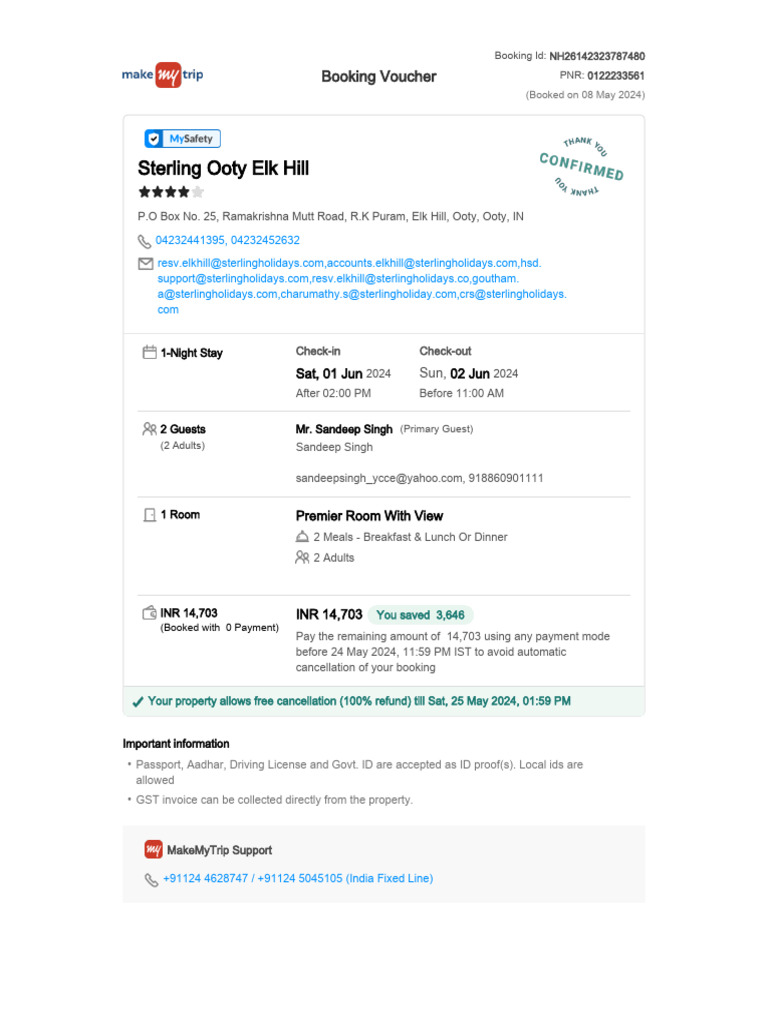 Booking Confirmation Voucher-1 | PDF