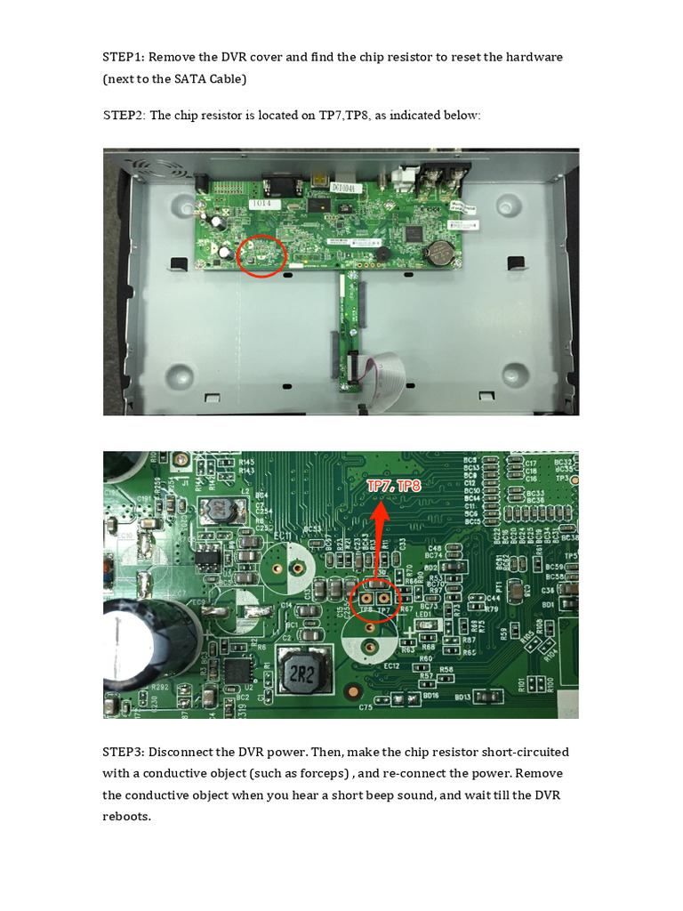 Resetting DVR Hardware Guide | PDF
