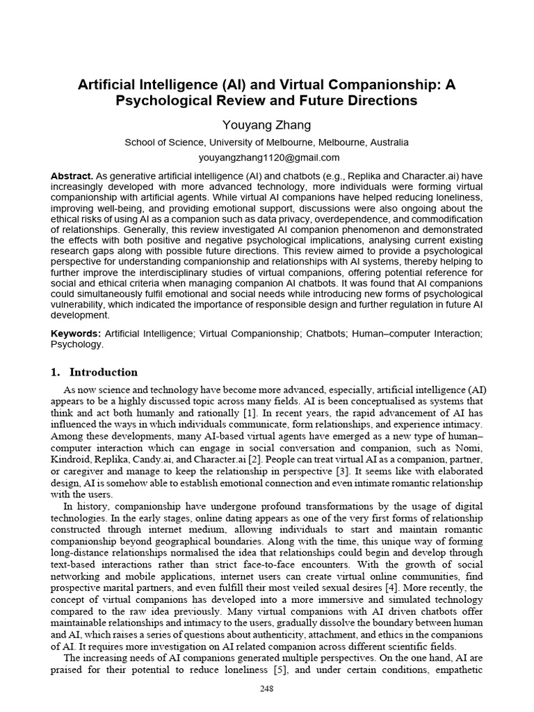 AI Companionship: Psychological Insights | PDF | Artificial ...