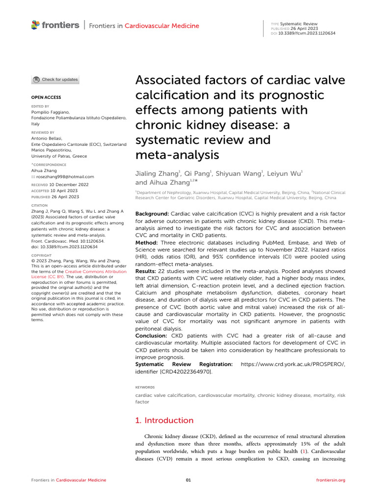 Associated Factors of Cardiac Valve Calcification and Its Prognostic ...