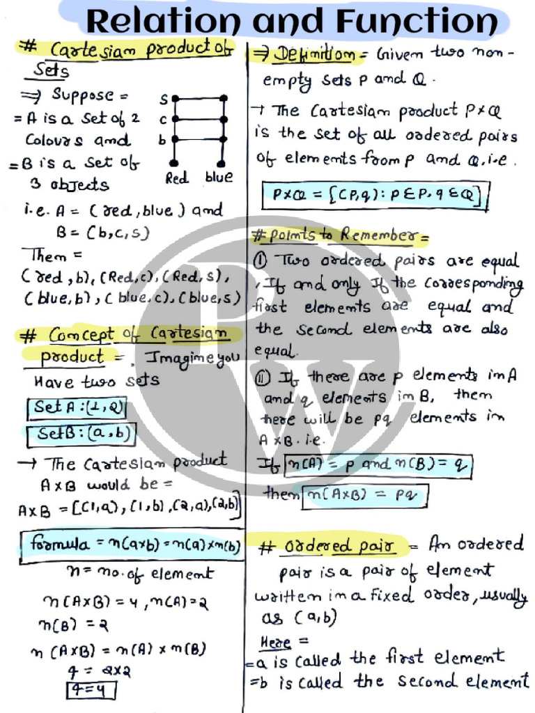 Relations and Functions : Handwritten Notes || 12th Board Booster ...