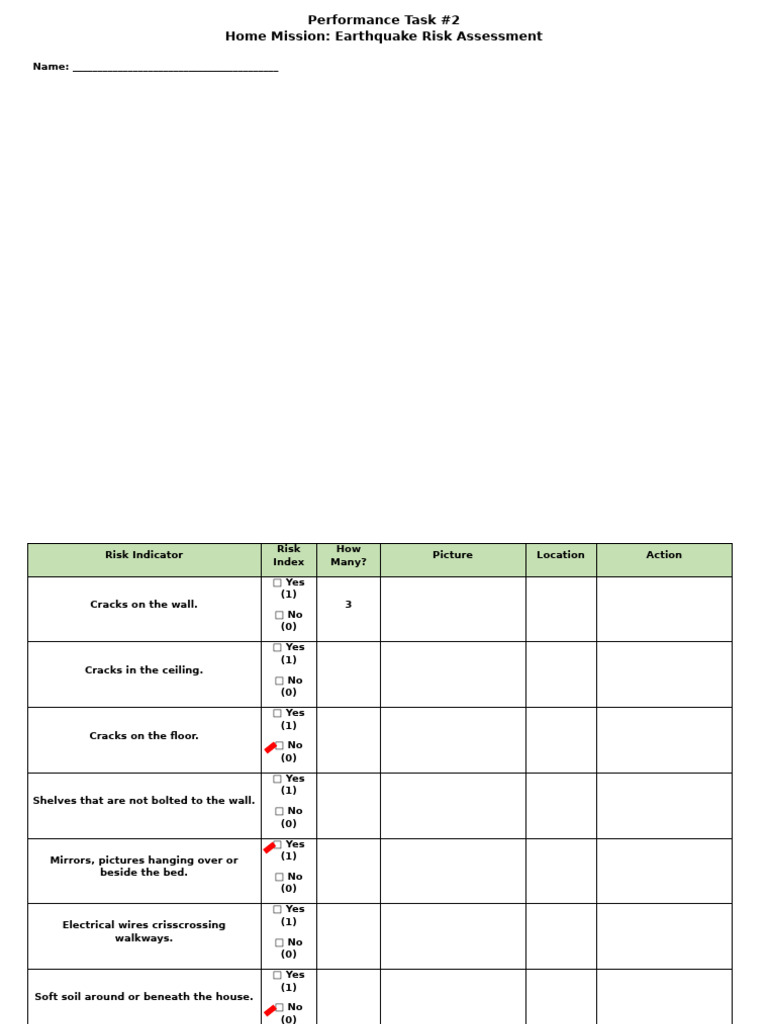 Earthquake Risk Assessment Checklist | PDF