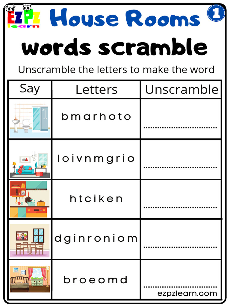 House Room Unscramble Game | PDF