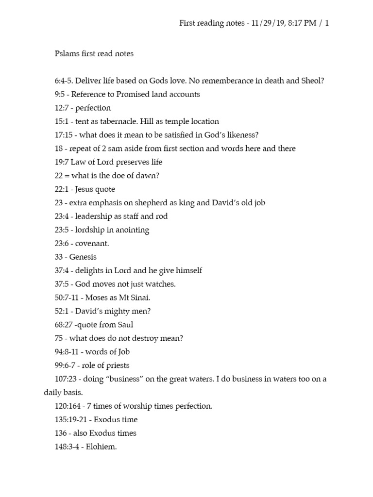 First Reading Notes | PDF