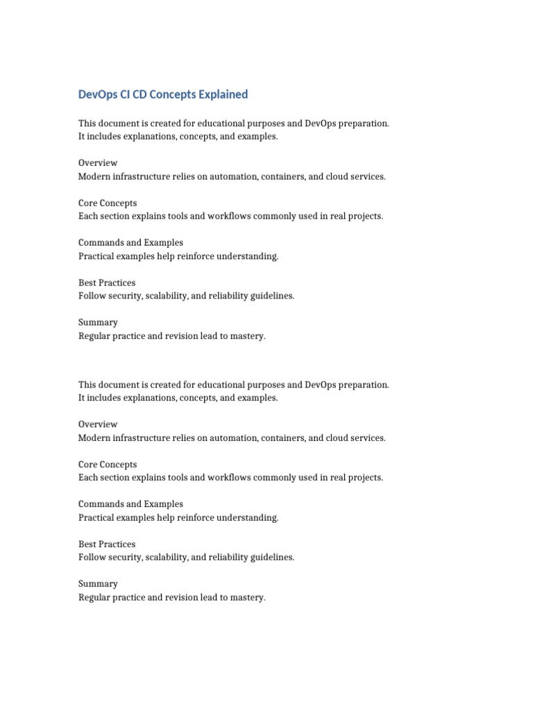DevOps CI CD Concepts Explained | PDF | Cloud Computing | Information ...