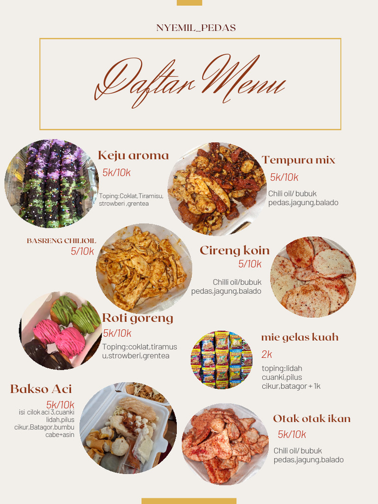 Netral Sederhana Elegan Profesional Menu Kue Restoran Hotel - 20251230 ...