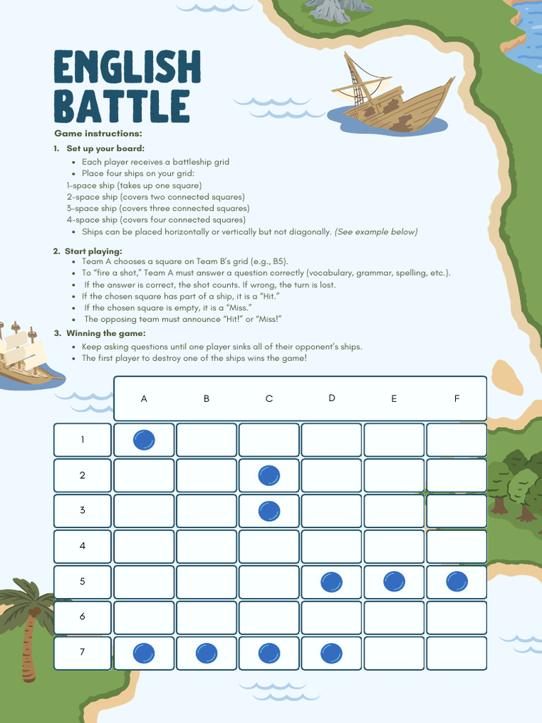Battleship Game Instructions for ESL | PDF