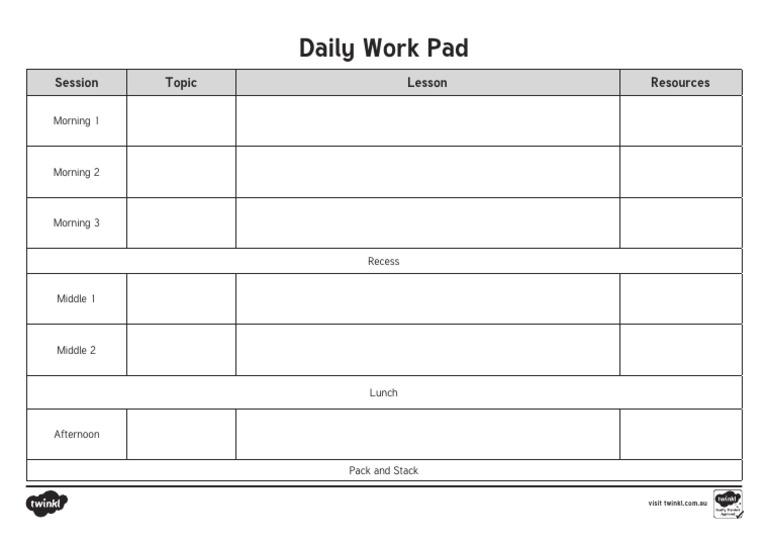 Daily Work Pad for Teachers | PDF