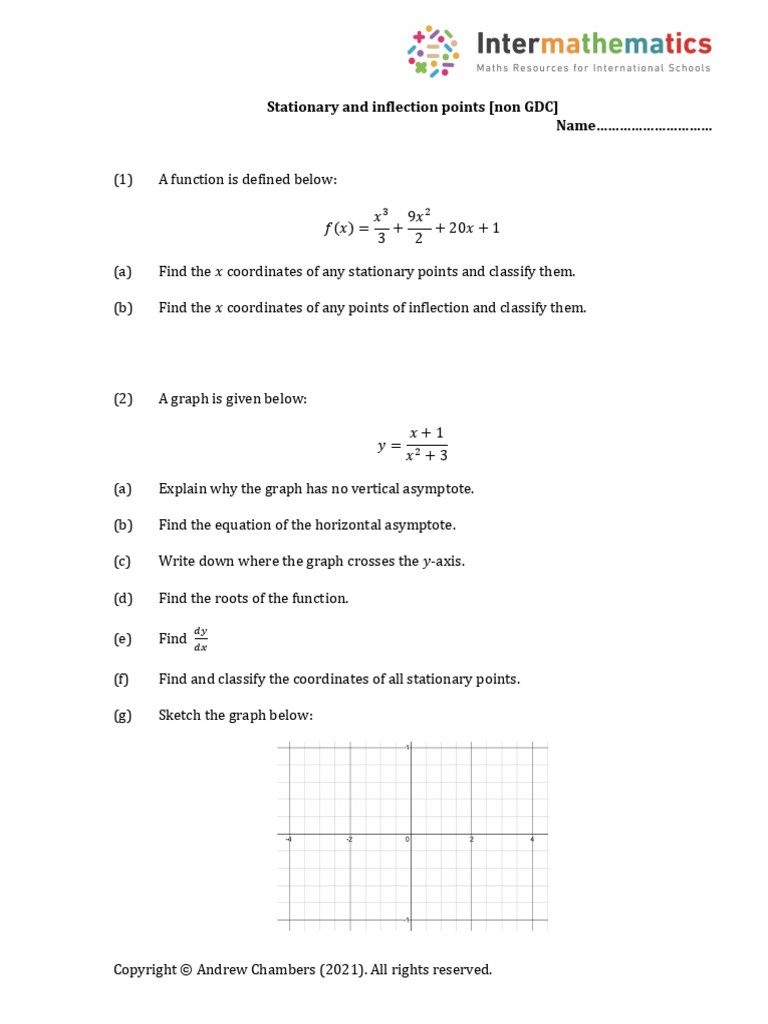 6 Stationary and Inflection Points v2 1 | PDF