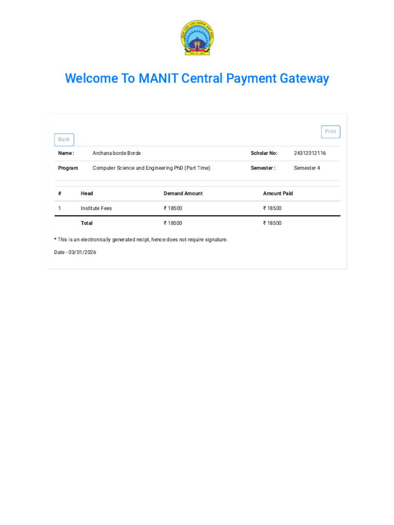 Welcome to MANIT Central Payment Gateway (2) | PDF