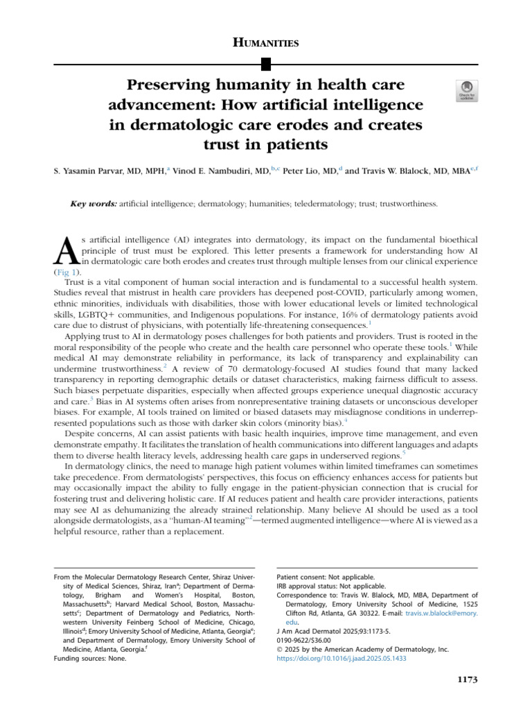 Preserving Humanity in Health Care Advancement How A 2025 Journal of ...