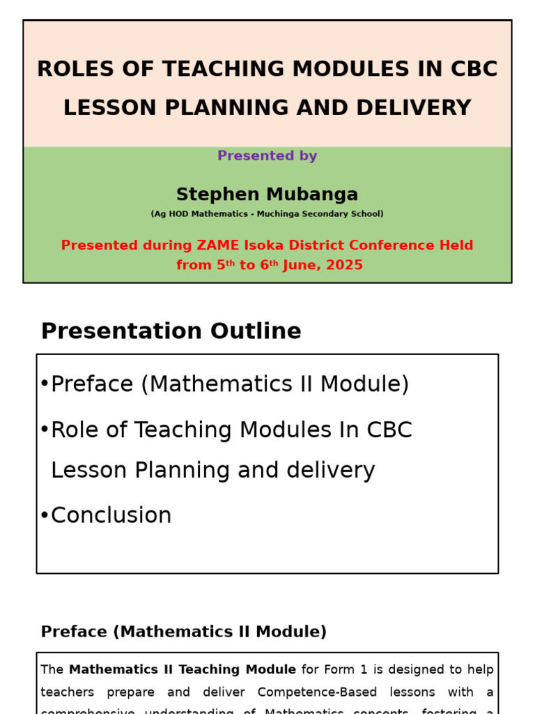 Role of Teaching Modules in CBC Lesson Planning | PDF | Learning | Teachers