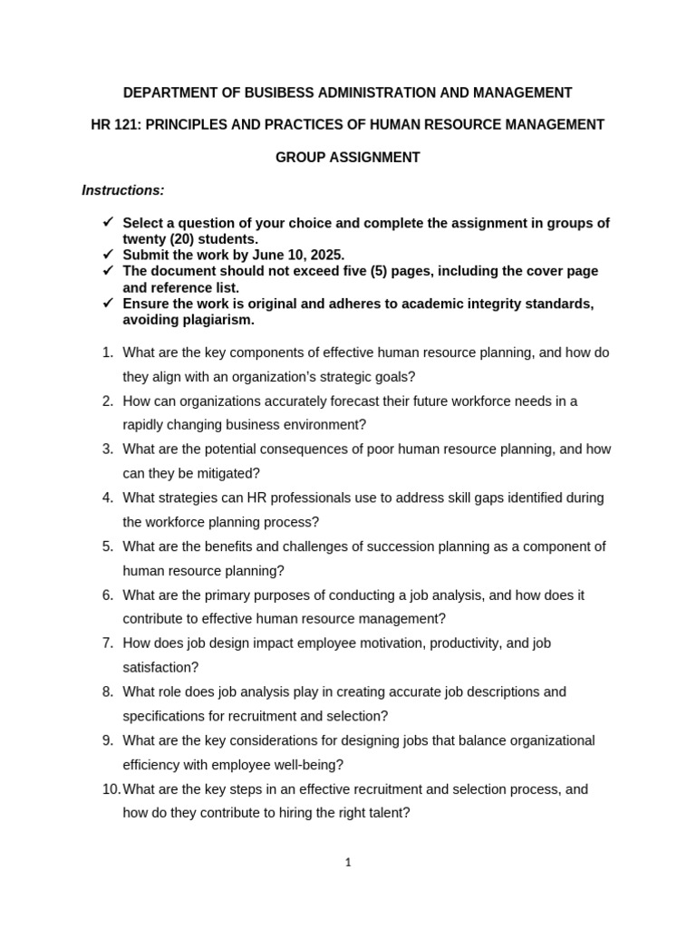 Human Resource Management Group Assignment | PDF | Human Resources ...
