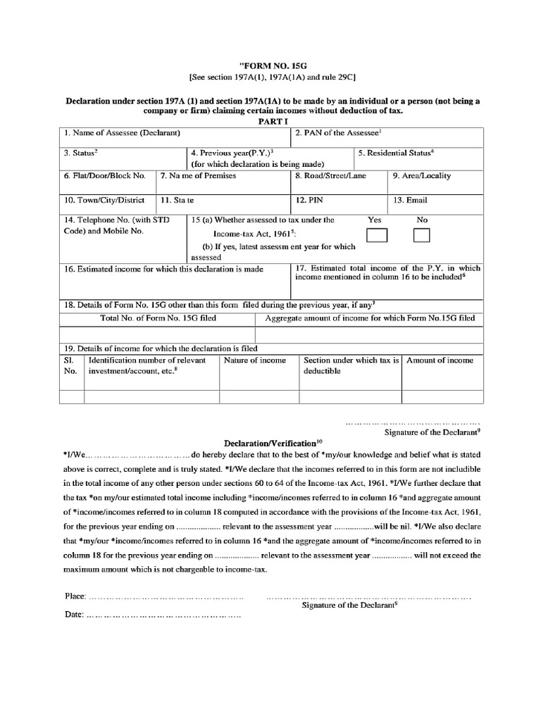 Form 15 G | PDF