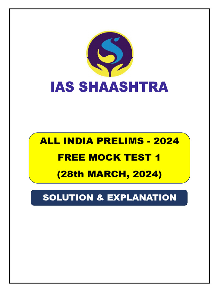 IAS Shaashtra Mock - 1 Solution & Explanation | PDF | Reserve Bank Of ...