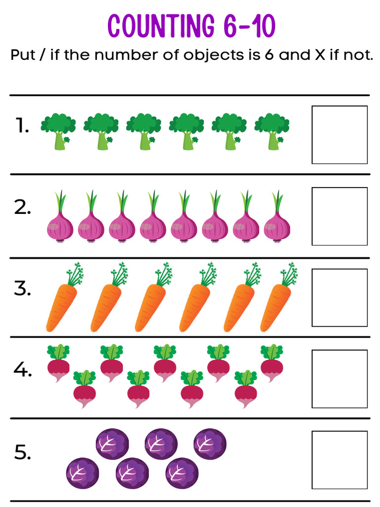 Fun Kindergarten Counting 6-10 Math Worksheet | PDF