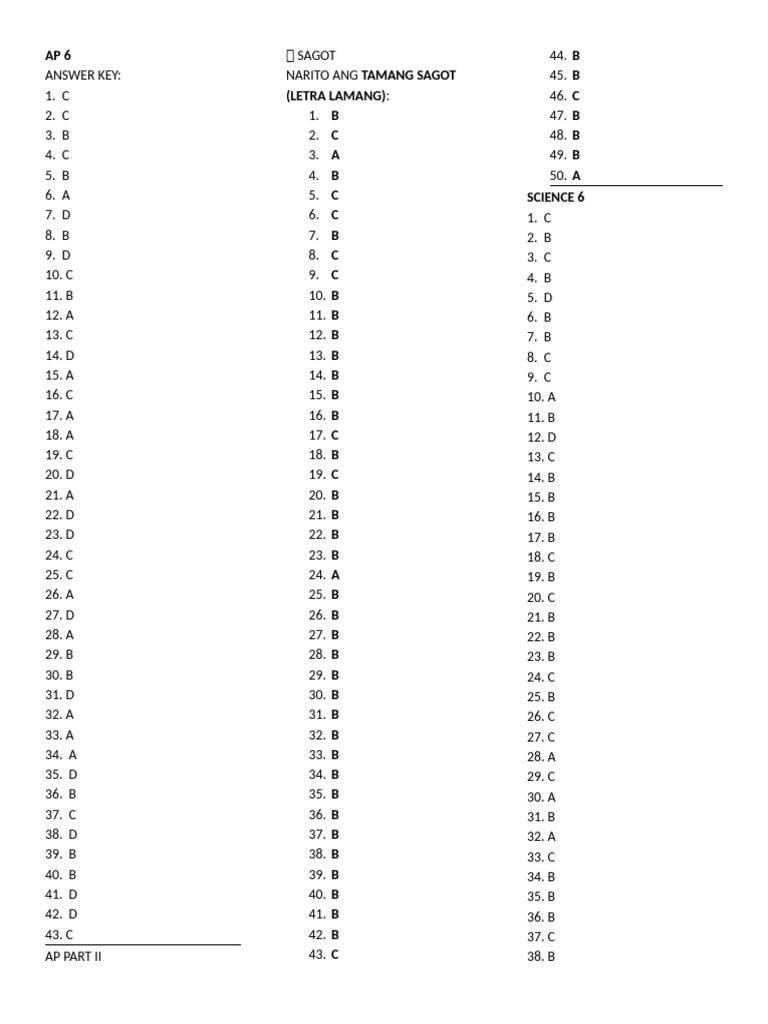 Ap 6 Third Quarter Answer Key | PDF | Chess Theory | Chess
