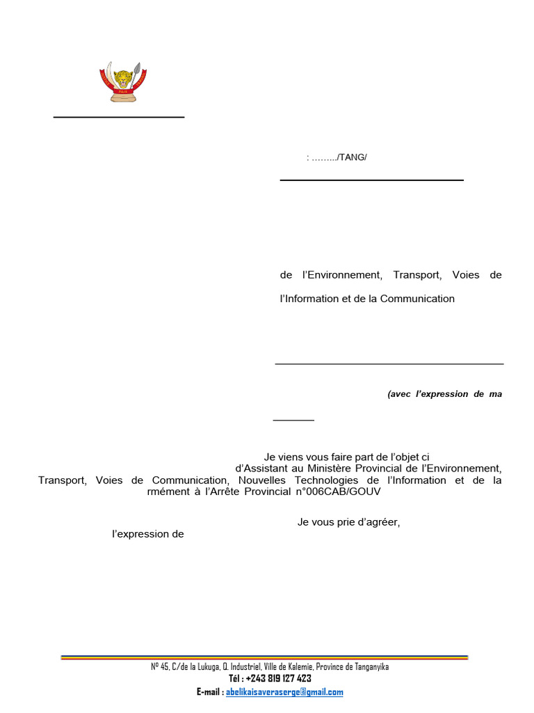 Démission d'Abeli Kaisavera Serge | PDF
