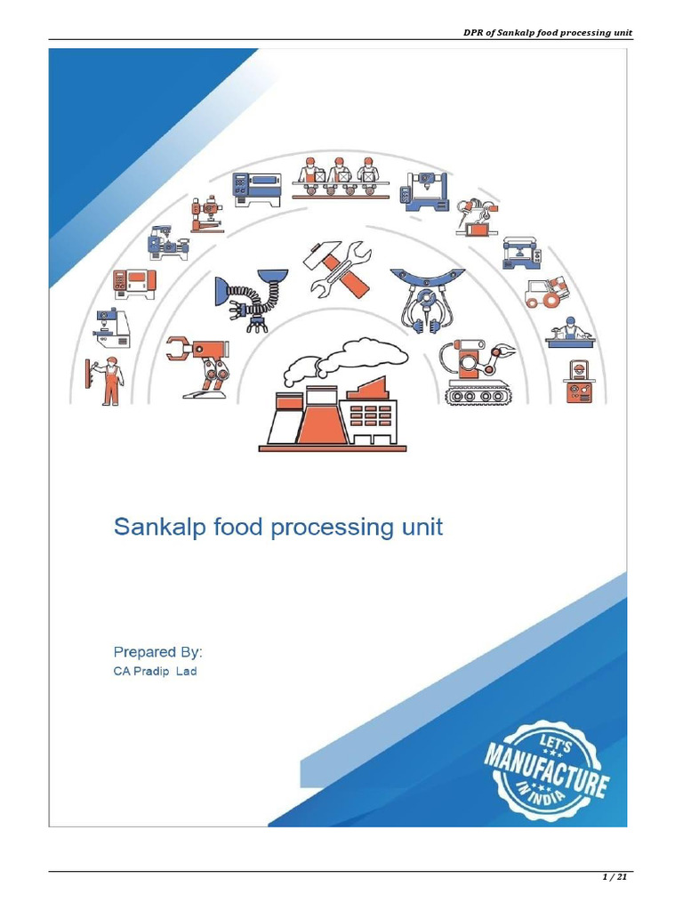 DPR for Sankalp Food Processing Unit | PDF | Subsidy | Consumer Behaviour