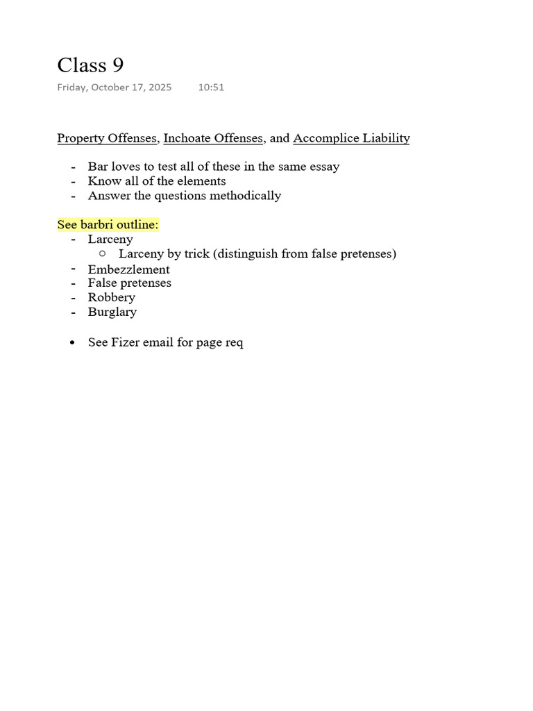 Property Crimes and Liability Overview | PDF