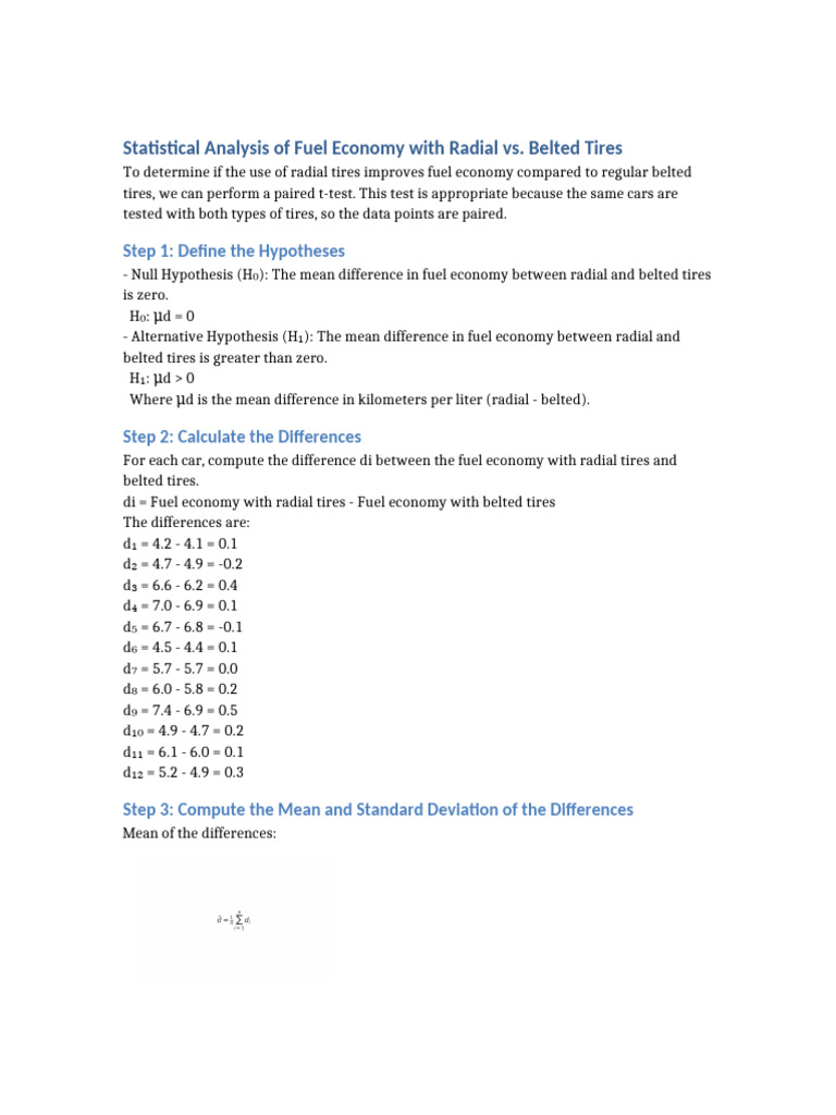 Statistical Analysis Fuel Economy With Formulas Sized | PDF