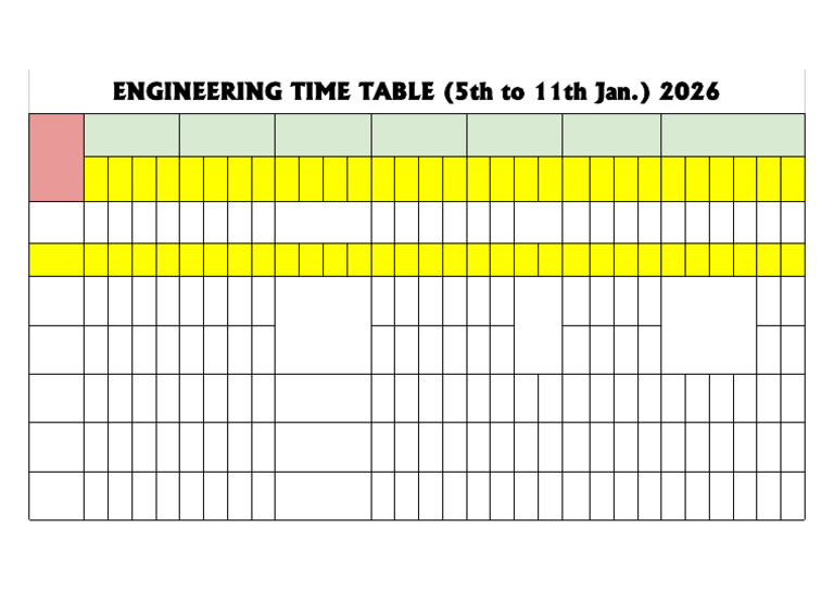 Engineering Time Table (5th To 11th Jan.) 2026 | PDF