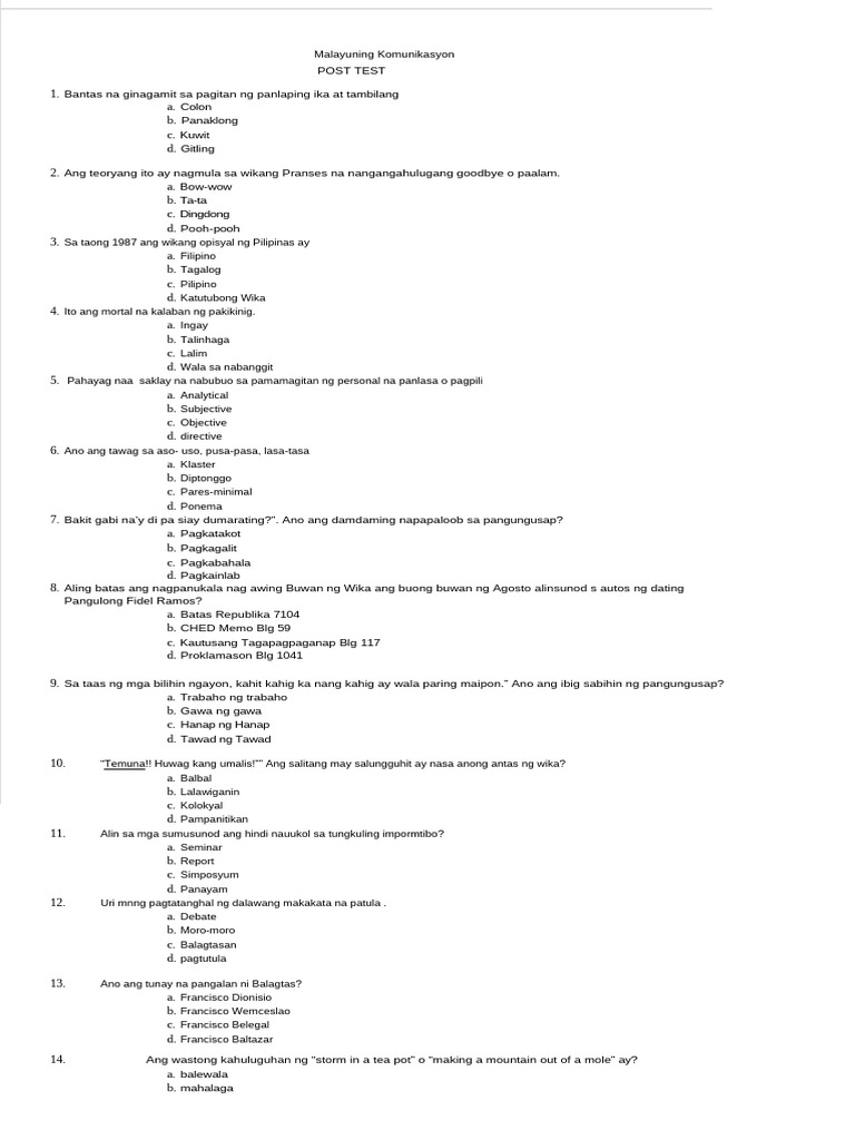 Ge - Post Test | PDF