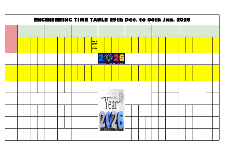 Engineering Time Table 29th Dec. To 04th Jan. 2026 | PDF