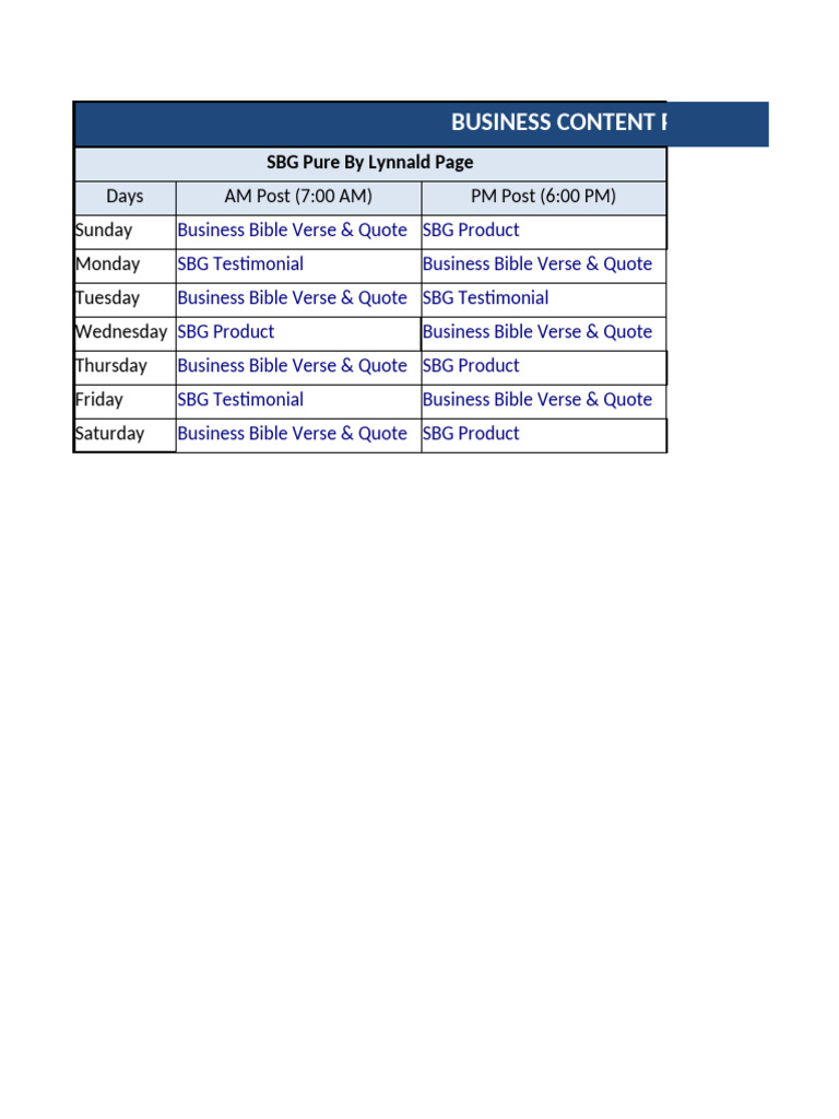Weekly FB Content Organizer | PDF
