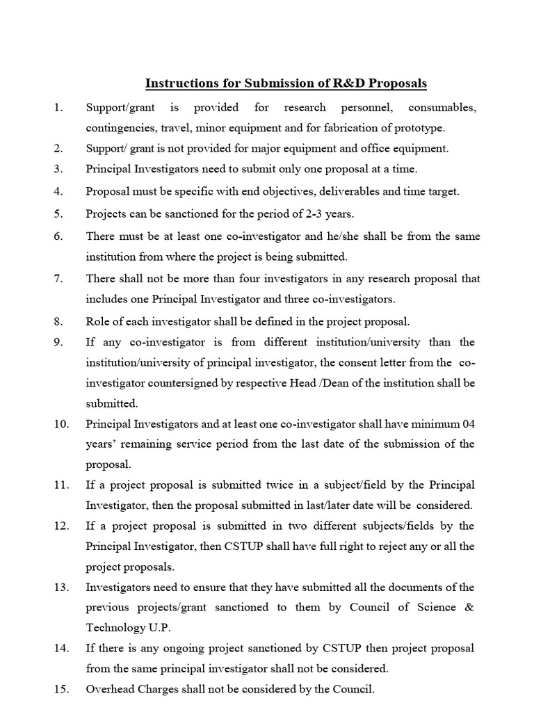 R&D Proposal Submission Guidelines | PDF