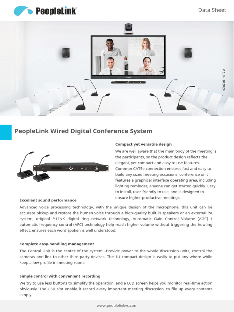PeopleLink Wired Conference System Guide | PDF | Microphone | Headphones