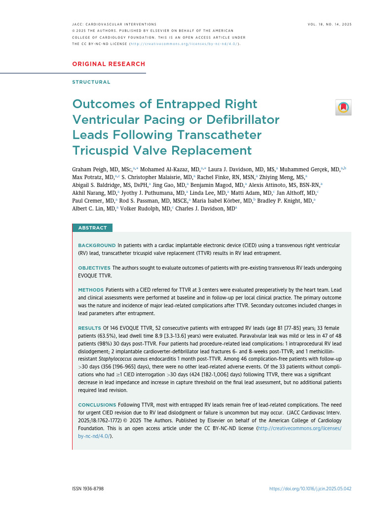 Peigh Et Al Outcomes of Entrapped Right Ventricular Pacing or ...