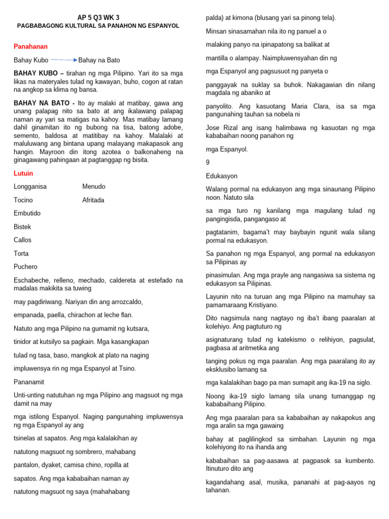 Panahanan: Ap 5 Q3 WK 3 | PDF