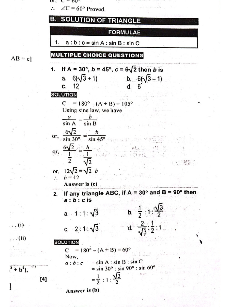 Solution of Triangle (Manual) | PDF