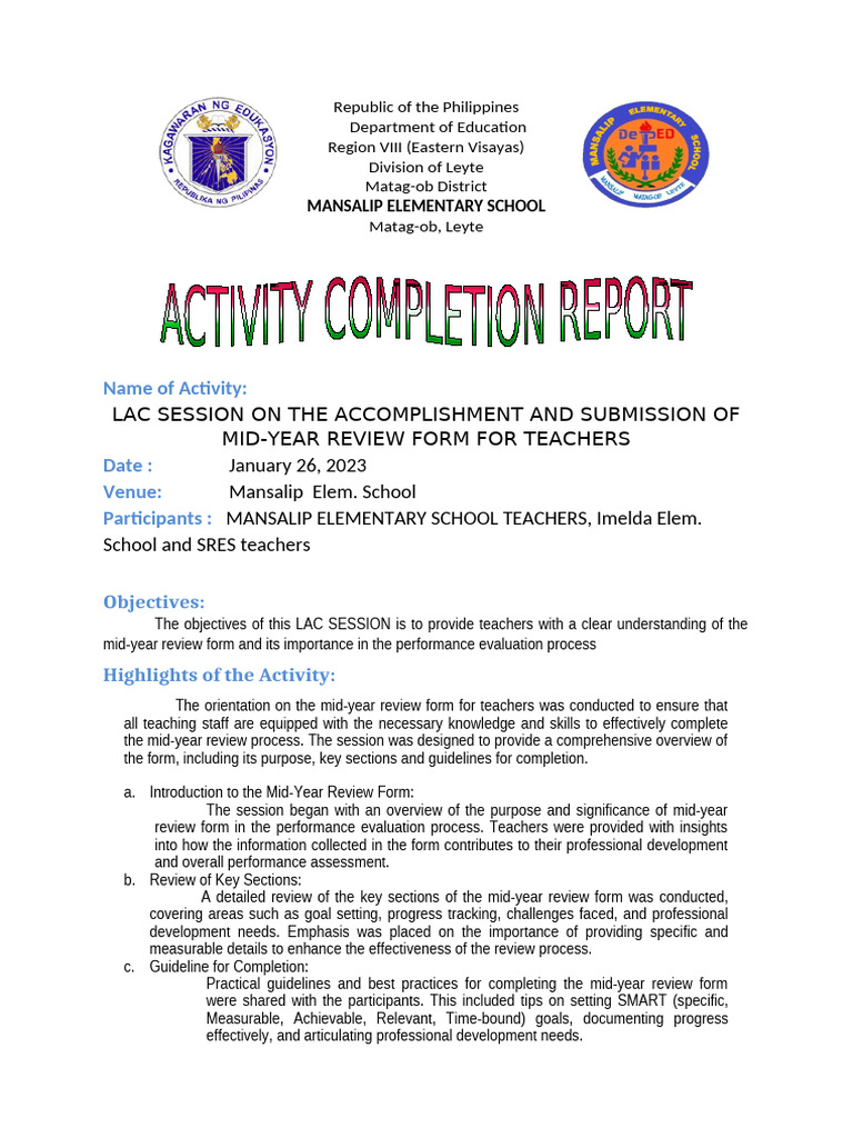 Mid-Year Review Form Training for Teachers | PDF | Performance ...