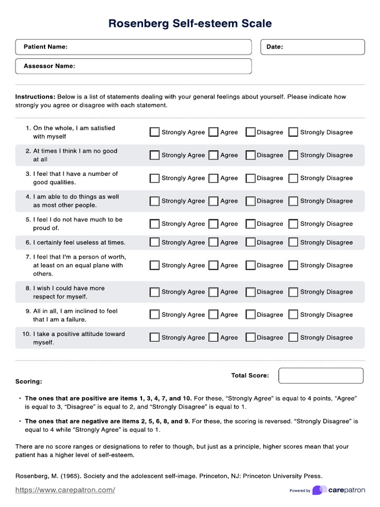 Rosenberg Self Esteem Scale | PDF | Self Esteem | Psychology