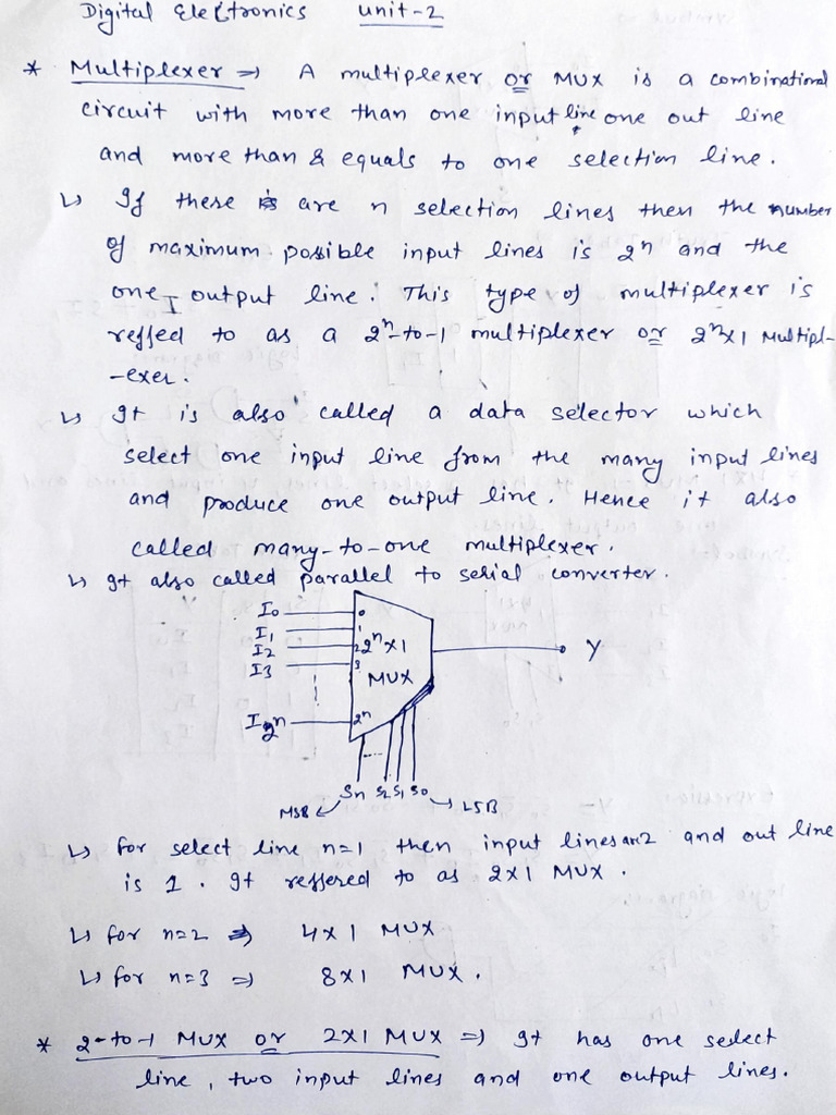 Unit-2 MUX, DEMUX, Encoder, Decoder | PDF