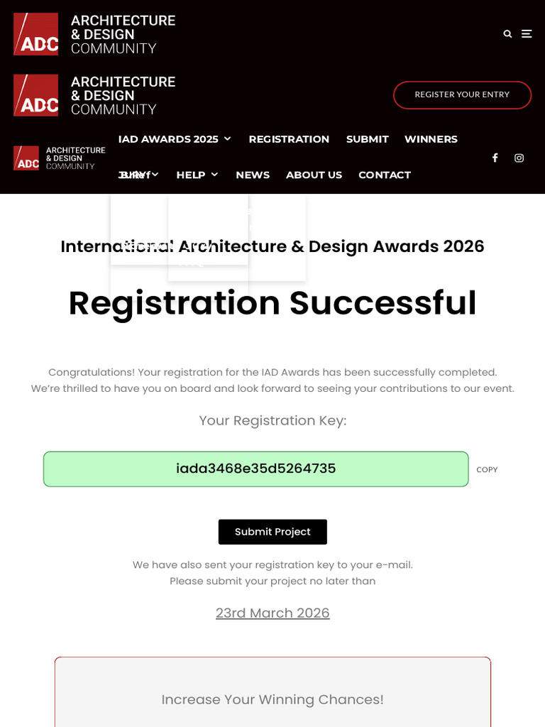 Registration Successful - International Architecture & Design Awards ...