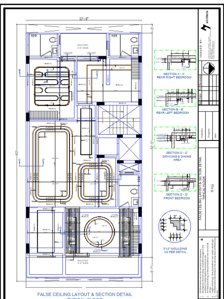 False Ceiling Layout & Section Detail Typical Floor D-153 | PDF ...
